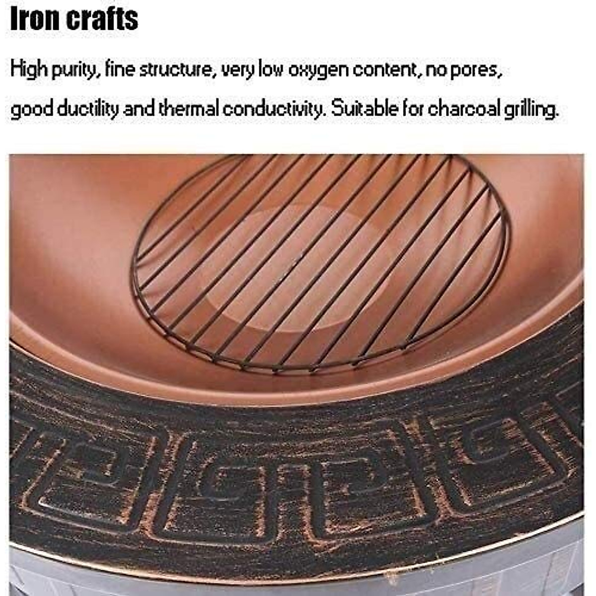 LEAYAN Garden Fire Pit Grill Bowl Grill Barbecue Rack Outdoor Metal Firepit Round Table Backyard Patio Stove Wood Burning Fire Pit with Spark Screen with Cover BBQ Cooking for Camping Backyard