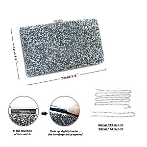 ERCULER Topfive Women Sparkling Grey Clutch Purse Elegant Glitter Evening Bags Bling Evening Handbag for Dance Wedding Party Prom Bride