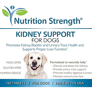 Nutrition Strength Kidney Support for Dogs - Renal, Bladder and Urinary Tract Health Supplement, Plus Immune and Digestive Support, with Organic Cranberry and Astragalus, 120 Chewable Tablets