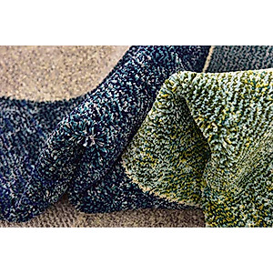 Unique Loom Chromatic Collection Modern Bokeh & Vibrant Abstract Area Rug for Any Home Décor, 8' 0" x 8' 0", Navy Blue/Beige