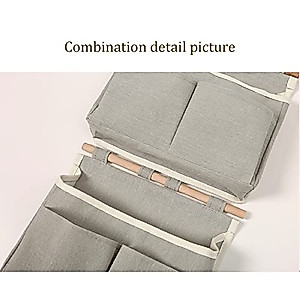 SMALIGOLA 2Pcs Wall Hanging Storage Caddy Bag,Over Door Hanging Storage Bags Wall Mount Hangable Organizer，File Magazine Waterproof Linen Cotton Fabric Living Room Bedroom Bathroom (White)