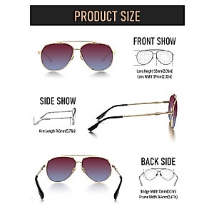 LUENX Men Women Aviator Sunglasses Polarized - UV 400 Protection Nonmirror Lens Metal Frame with Accessories 60mm(Gradient Red and Blue lens)