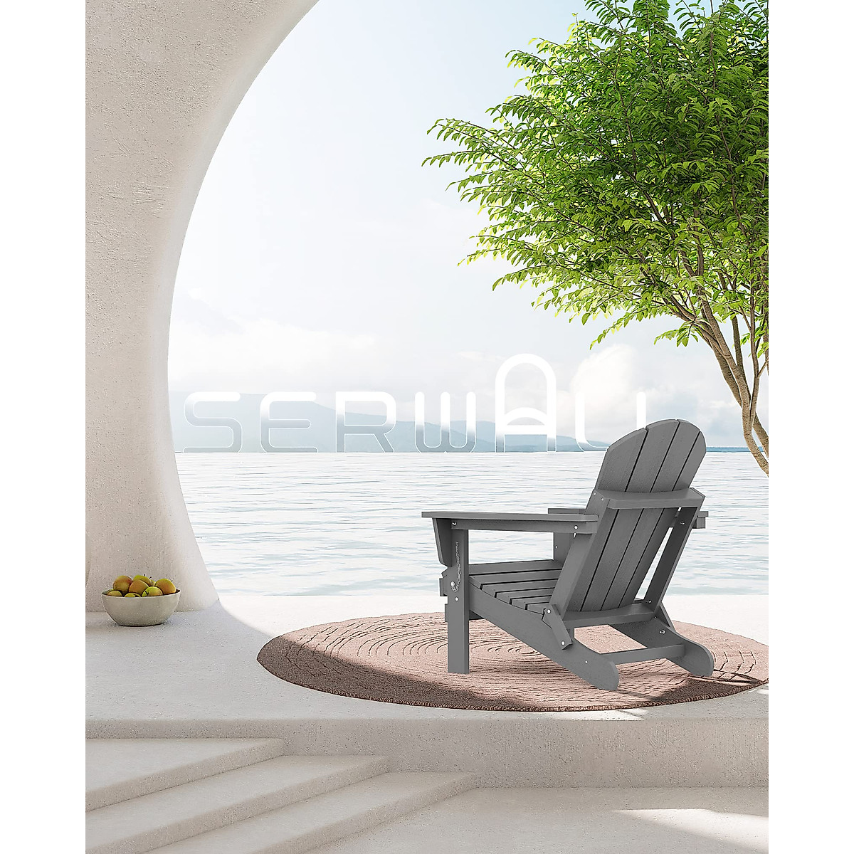 SERWALL Adirondack Chair for Patio Garden Outdoors Fire Pit- (Folding Gray)