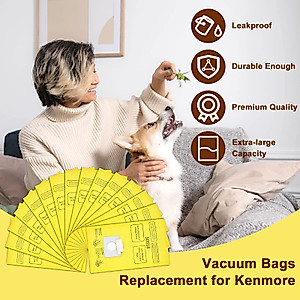 Vacuum Cleaner Bags Replacement for Kenmore Canister Type C/Q 5055, 50557, 50558 and Pana·sonic Type C-5 Vacuums, 10 Pack High-Efficiency Replacement Canister Vacuum Bags