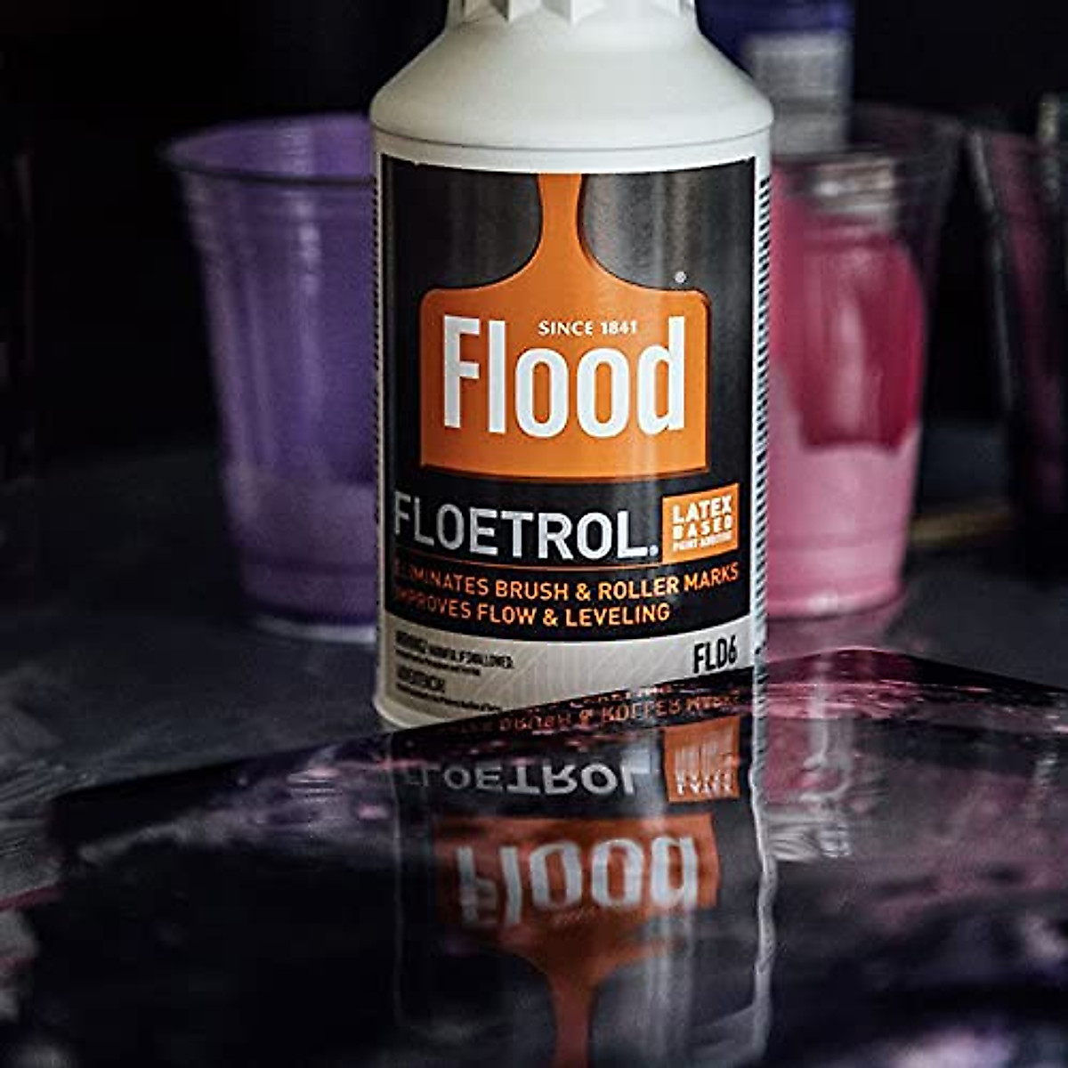 Floetrol for Acrylic Paint Pouring Medium Additive, White Paint Pouring Supplies, 20 Disposable Paint Mixing Cups, 20x Pixiss Wood Paint Mixing Sticks