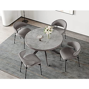 Acanva Small Round Dining Table for 4 Person, MDF & HPL Surface and Sturdy Base Structure, Modern Design for Kitchen, Living Room & Apartment, Easy Assembly, 47.2” Diam. x 30” H, Light Concrete