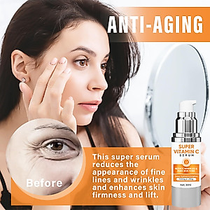 Vitamin C Serum for Face, Gentle Anti-Aging Facial Treatment with Hyaluronic Acid -Arouse Skin Energy, Firming & Hydrating, Improve Skin Luster