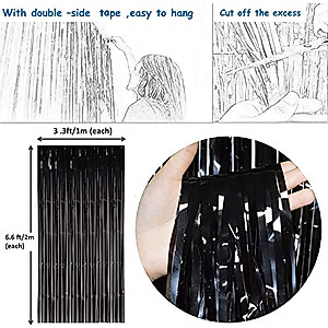 TIK Tok Birthday Decorations TIK TOK Party Photo Backdrop, TIK Tok Party Decorations Fuchsia Black Teal Foil Curtains for TIK Tok Party