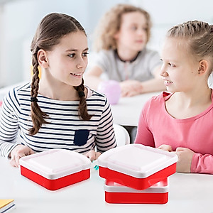 4 Pcs Sandwich Containers Sandwich Box for Lunch Toast Shape Food Storage Reusable Plastic Sandwich Holder Red White Kids or Adult Lunch Box for Bread Snack Meal Food Storage, 14 oz