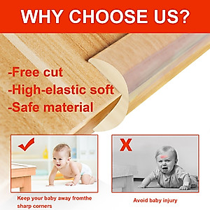 HOMREALM 10ft(3M) Baby Proofing (4 Corners) Edge Protector Strip Clear, Soft Corner Protectors for Kids Safety with Upgraded Pre-Taped Strong Adhesive for Table, Cabinet, Drawer