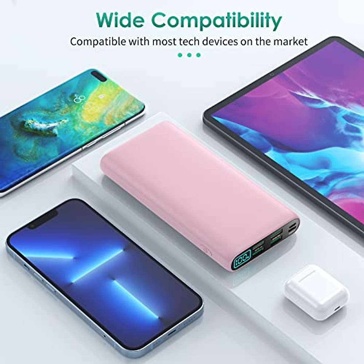 Portable Charger 38800mAh,LCD Display Power Bank,4 USB Outputs Battery Pack Backup, Dual Input USB-C in&out Phone Charging Compatible with iPhone 15/14/13 Pro Max/12,Android Samsung Galaxy/Pixel-Pink