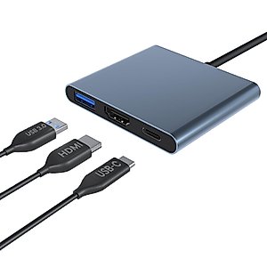 MMOBIEL HDMI Type C HUB Adapter - USB C to HDMI Adapter - USB 3.1/3.0 Charging Port Converter Compatible with MacBook Pro Samsung Galaxy S25/S24/S23/S22/S21 Note 20/10/9 Series - Grey Aluminium