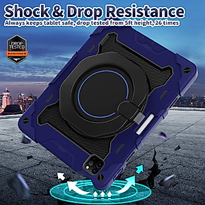 ROISKIN for iPad Air 5th 4th Generation Case (2022 2020) 10.9 inch & iPad Pro 11 Case 4th/3rd/2nd/1st Gen[Screen Protector, Pen Holder,15ft Drop Protection]with 360 Stand Hand Strap for Kids Women Man