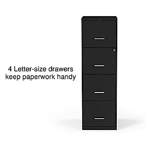 STAPLES 2806660 4-Drawer Vertical File Cabinet Locking Letter Black 18-Inch D (52152)