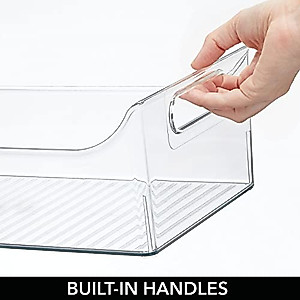 mDesign Portable Nursery Storage Plastic Baby Organizer Storage Caddy Bin w/Handles for Kids/Child Essentials - Holds Diapers, Wipes, Bottles, Baby Food, Snacks - 16" Long - Ligne Collection - Clear