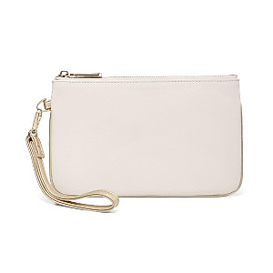 Daisy Rose Zip Wristlet Phone Clutch-RFID Blocking protection Wallet - Cream