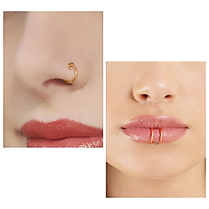 MODRSA Fake Nose Ring Hoop Faux Nose Ring Spring Hoop Fake Nose Piercing Clip on Nose Hoop Fake Lip Earrings Fake Cartilage Conch Non Piercing Jewelry for Women