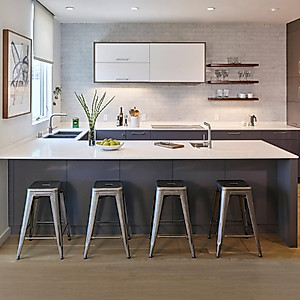 Topeakmart Metal Bar Stools 30 inches Set of 4 High Backless Counter Bar Stool Heavy Duty Indoor-Outdoor Stackable Chairs