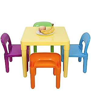 GXK Indoor Activity Outdoor Water Play Kids Table 4 Chair Play Build Table Set