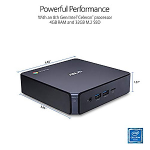 ASUS Celeron Chromebox and 24" Full HD Monitor with ChromeOS keyboard-mouse Bundle Kit