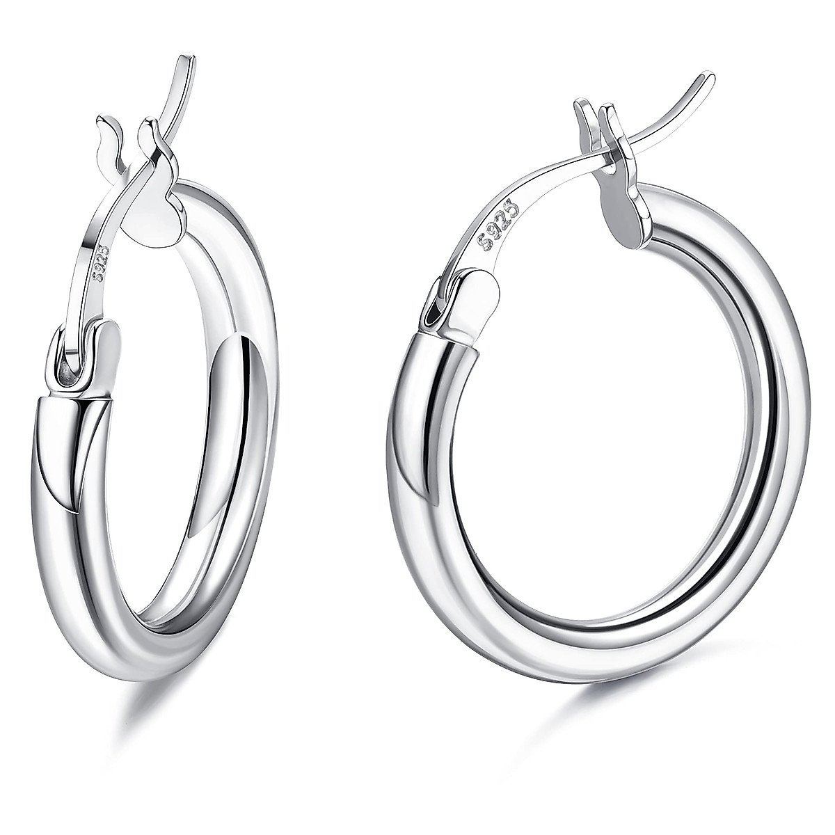 Milacolato 925 Sterling Silver Twisted Hoop Earrings 18K White Gold Plated Wave Chunky Hoop Earrings Hypoallergenic Huggie Stud Earrings for Women