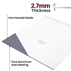 Baker's Secret Extra Thick -2.7mm- Pure Aluminum Large Flat Cookie Sheet 18" x 14", 100% Recycled Aluminum Flat Baking Sheet Commercial Grade Flat with hanging hole- The Natural Aluminum Collection