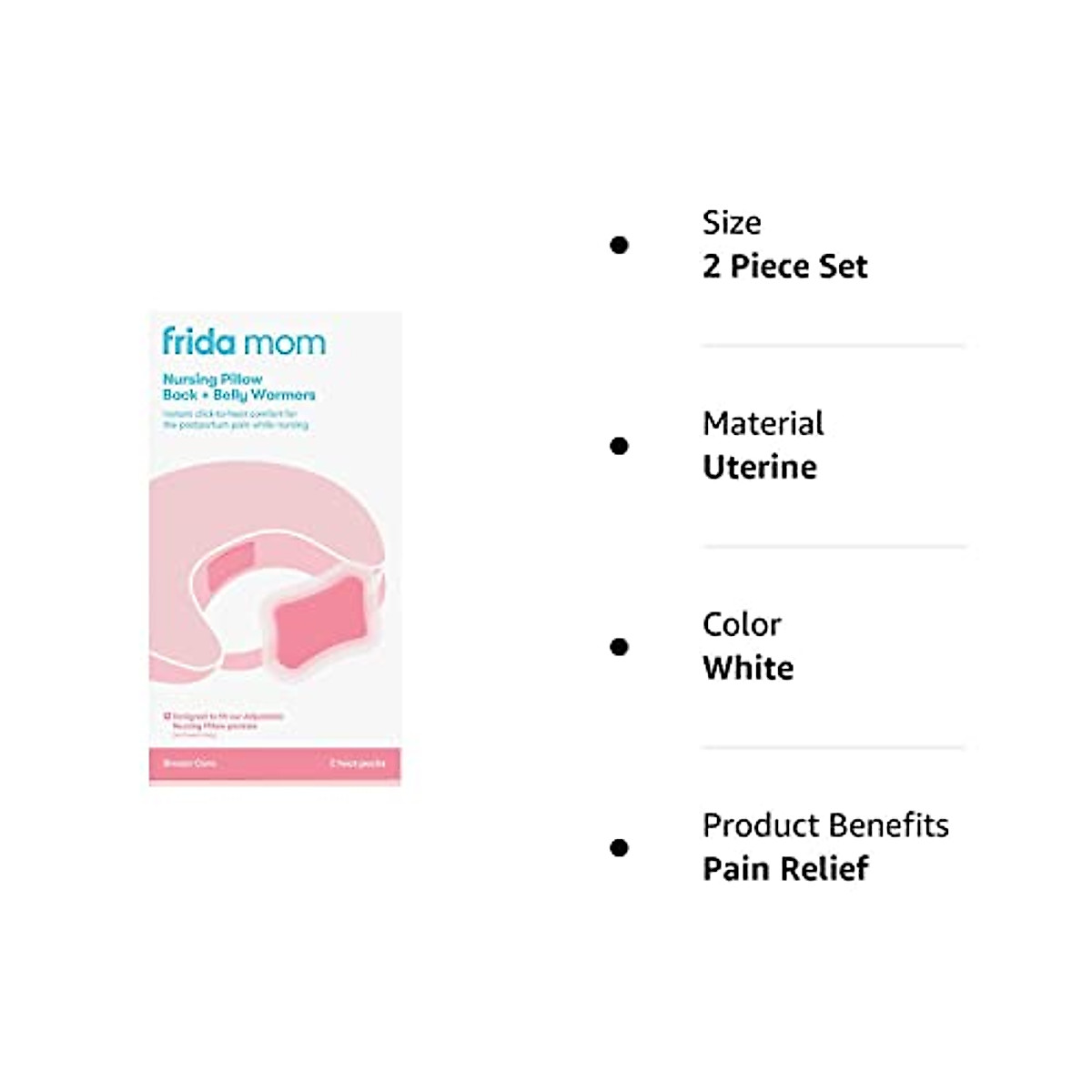 Frida Mom Nursing Pillow Back + Belly Warmers | Reusable Click-to-Heat Relief in an Instant for Back + Belly | 1 set - 2 heat packs