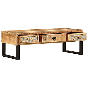 QJBSAVVA Coffee Table 43.3"x19.7"x15" Solid Mango Wood,Entrance Table Tray Tables Center Table Low Table Suitable for Meeting Rooms, Reception Rooms, Offices