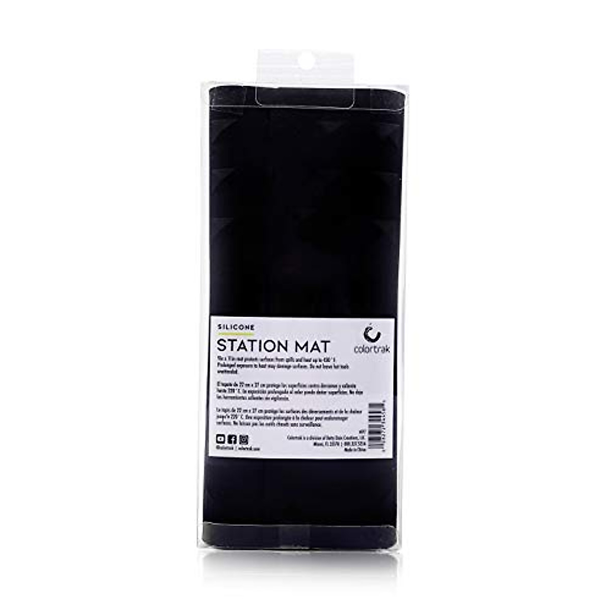 Colortrak Heat-Resistant Styling Station Mat, Silicone Mat Prevents Work Surfaces from Heat Damage of Styling Tools, Prevent Tool from Falling or Slipping, Black, 9 x 11 inches