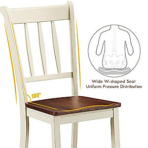 Giantex Solid Wood Dining Chairs Set of 2, Farmhouse Armless Kitchen Chair with Rake Back, Wooden Whitesburg Dining Room Chairs