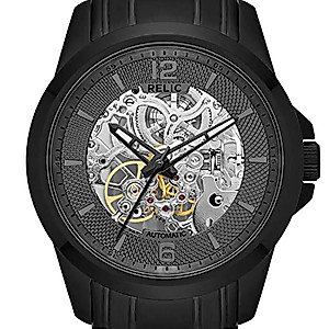 Relic by Fossil Men's Cameron Automatic Self-Winding Stainless Steel IP Skeleton Dial Watch, Color: Black (Model: ZR12110)