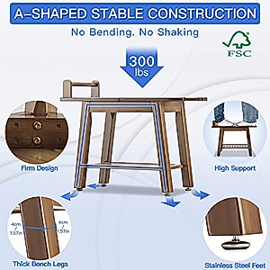 ETECHMART 2-Tier Bamboo Shower Bench, 24 Inch Spa Stool with Storage Shelf for Inside Shower Legs Shaving+Bamboo Shower Bench with Back and Soap Dish