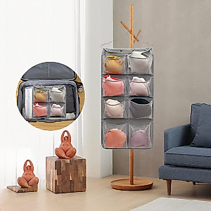 ANZORG Dual-Sided Hanging Closet Organizer Bra Underwear Socks Stocking Clothes Storage Bag with 16 Large Pockets (MESH POCKETS)