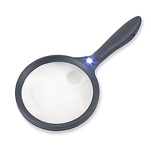 Carson LED Lighted Hand Held Magnifier, 2X Magnifier with 4X Spot Lens HM-44