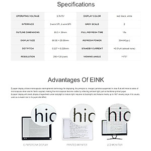 Coolwell Waveshare Epaper HAT 2.9 Inch Eink Display 296×128 Red Black White Three Color E-Paper Screen for Raspberry Pi 4B+ 4B 3B+ 3B 2B+ Zero Jetson Nano Ardui SPI Interface E-Ink