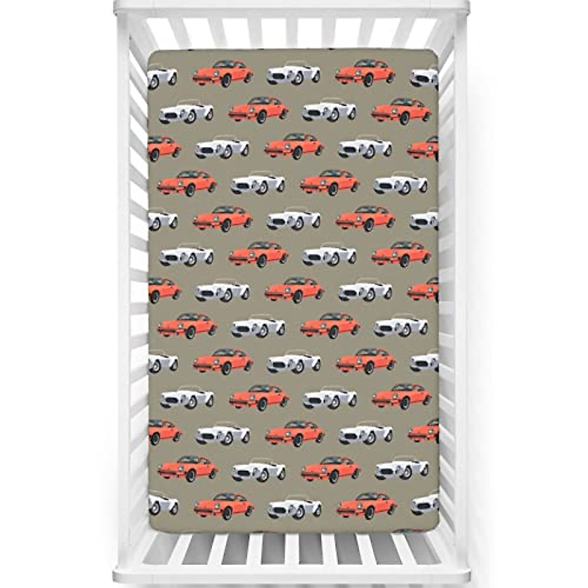 Cars Themed Fitted Crib Sheet,Standard Crib Mattress Fitted Sheet Soft & Stretchy Fitted Crib Sheet-Baby Sheet for Boys Girls, 28“ x52“,Multicolor