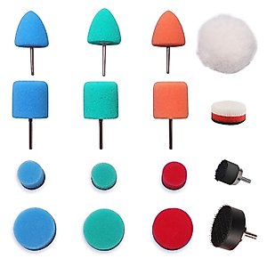 Mini Buffing Polishing Pads, 16Pcs Mini Detail Polisher Pads Use On Rotary Tools,Cordless Electric Drill, Mini Polisher Tool for Tight Area Detailing Polishing Waxing and Sealing Glaze -HTDEPMIXUS