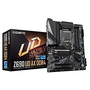 GIGABYTE Z690 UD AX DDR4 (LGA 1700/ Intel Z690/ ATX/ DDR4/ Triple M.2/ PCIe 5.0/ USB 3.2 Gen2X2/ Type-C/WiFi 6/2.5GbE LAN/Motherboard)