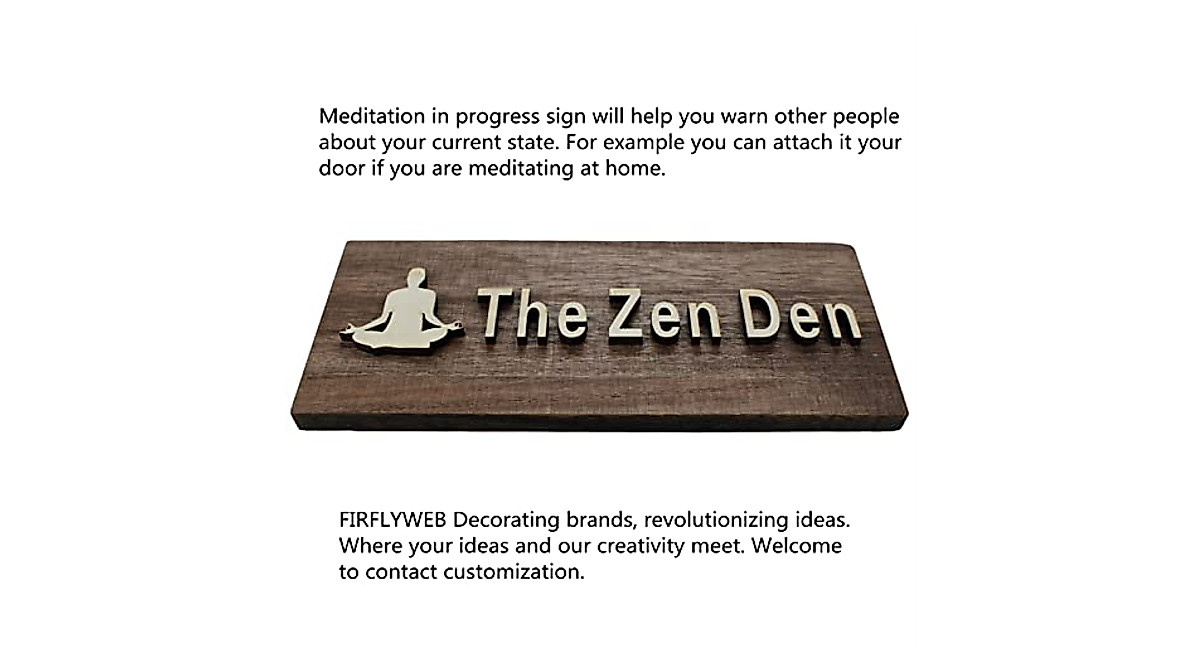 FIREFLYWEB Zen Den Wall Sign for Meditation & Yoga Rooms