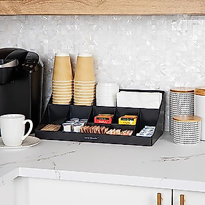 Mind Reader 11 Compartment Breakroom Coffee Condiment Organizer, Black