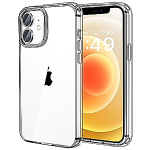 JJGoo Compatiable with iPhone 12 Case and 12 Pro Case Clear, Transparent Shockproof Phone Case, Slim Anti-Scratch Hard PC Back Protective Cover Bumper, Clear