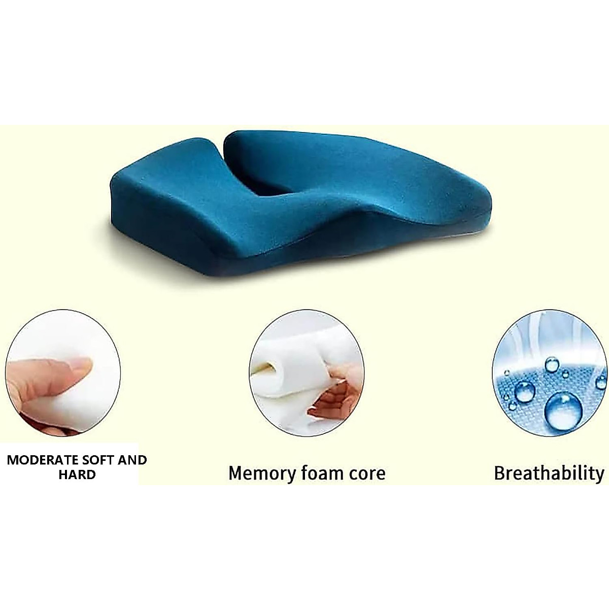 Libiyi Seat Comfort Pro, Libiyi Non-Slip Comfort Cushion Pad, Breathable Memory Foam Seat Cushion, Lumbar Support Pillow, Seat Cushion Pillow Office Chair for relieve Hip and Back Pain (Gray, A)