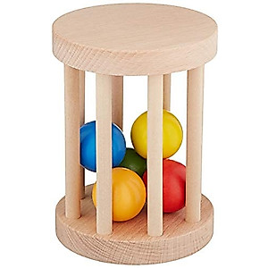 ND Montessori Ball Cylinder Rolling Drum - Wooden Rattle Rolling Toy - Crawling Toy for Babies 6-12 Months, LT148