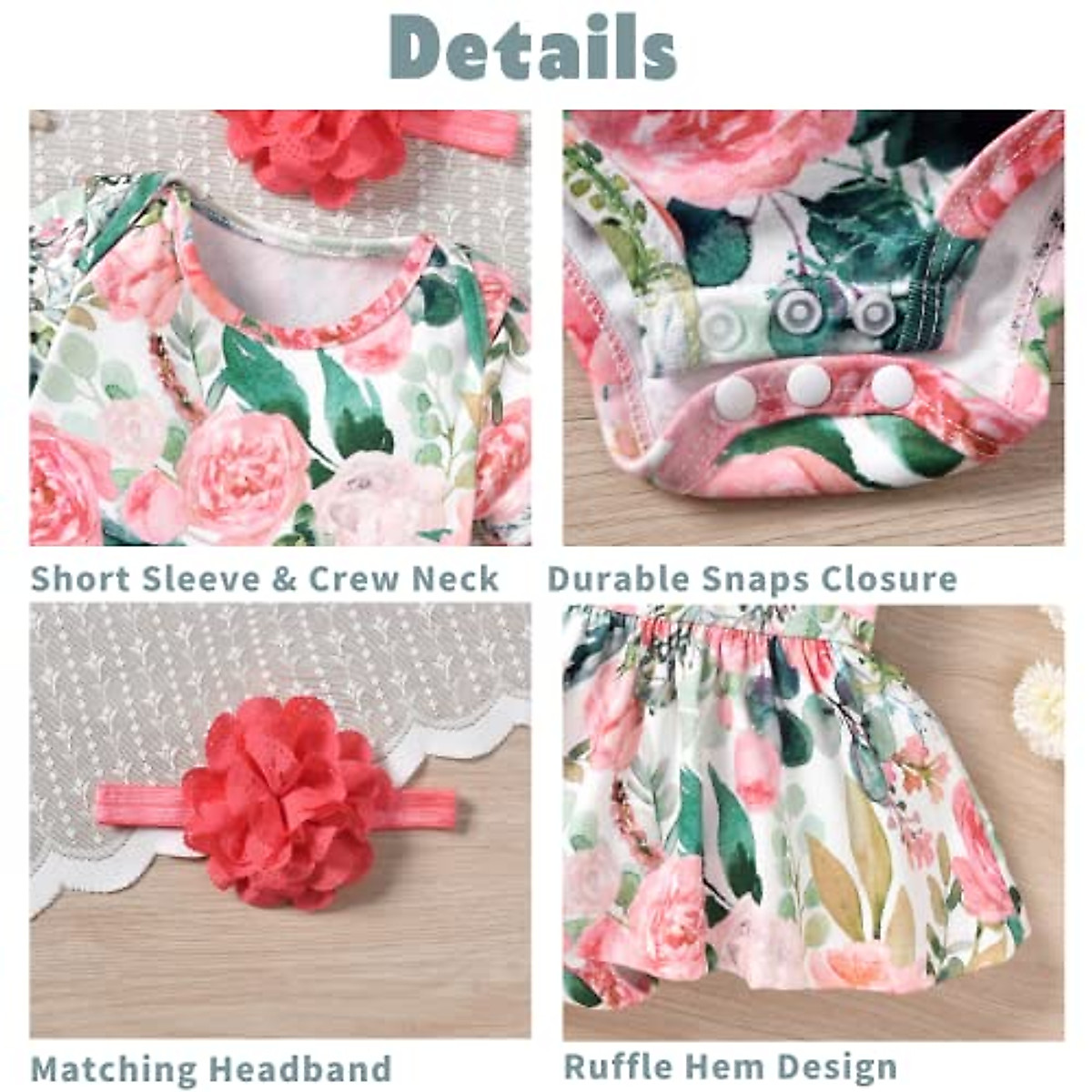 Aalizzwell Preemie Baby Girls Spring Summer Clothes Premature Floral Bodysuit Dress Outfit