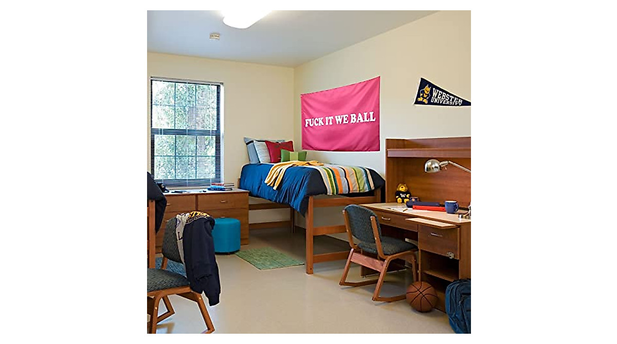 Funny Pink College Dorm Flag - We Ball | Seekamit