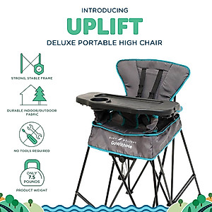 Baby Delight Go with Me Uplift Deluxe Portable High Chair, Indoor and Outdoor,Slate Grey
