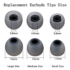 CYADCI Replacement Earbud Tips Ear Bud Replacement Pieces Silicone Soft and Comfortable Fit for Inner Hole from 3.8mm - 5.1mm Earphones 9 Pairs Medium Earbud Tips,Gray-Black