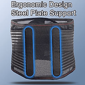 HFSKJWI Lightweight Back Brace with 2 Support Plates for Lower Back Pain Relief,Breathable Mesh Material with Dual Lumbar Pads,Adjustable Lumbar Support Brace for Men Women,XL
