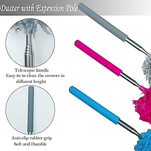 M-jump 3 PCS 15.7 to 35.5 Inch Extendable Telescoping Microfiber Duster Bendable Brush Washable Dusting Brush for Home Office Car