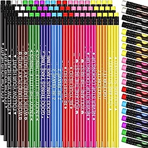 Eersida 80 Pcs Motivational Pencils Color Changing Mood Pencil Inspirational with Sayings 2B Thermochromic Eraser for Student Christmas Gift (Multicolor, Style)